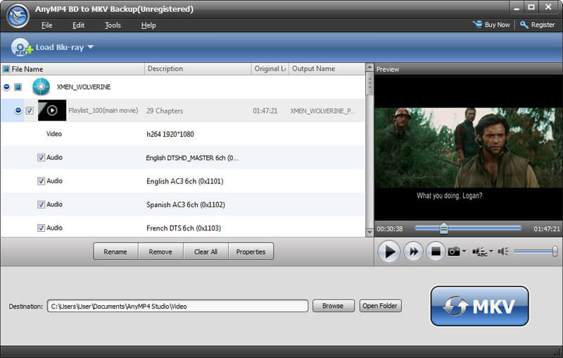 Copy Blu-ray to MKV and keep original DTS-HD audios and subtitles